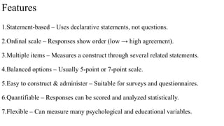 Construction and Validation of a Likert Scale for Student Research” | PPTX