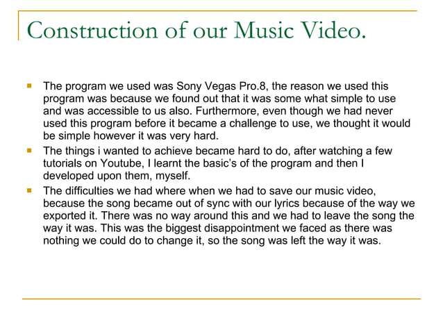 Construction of music video | PPT