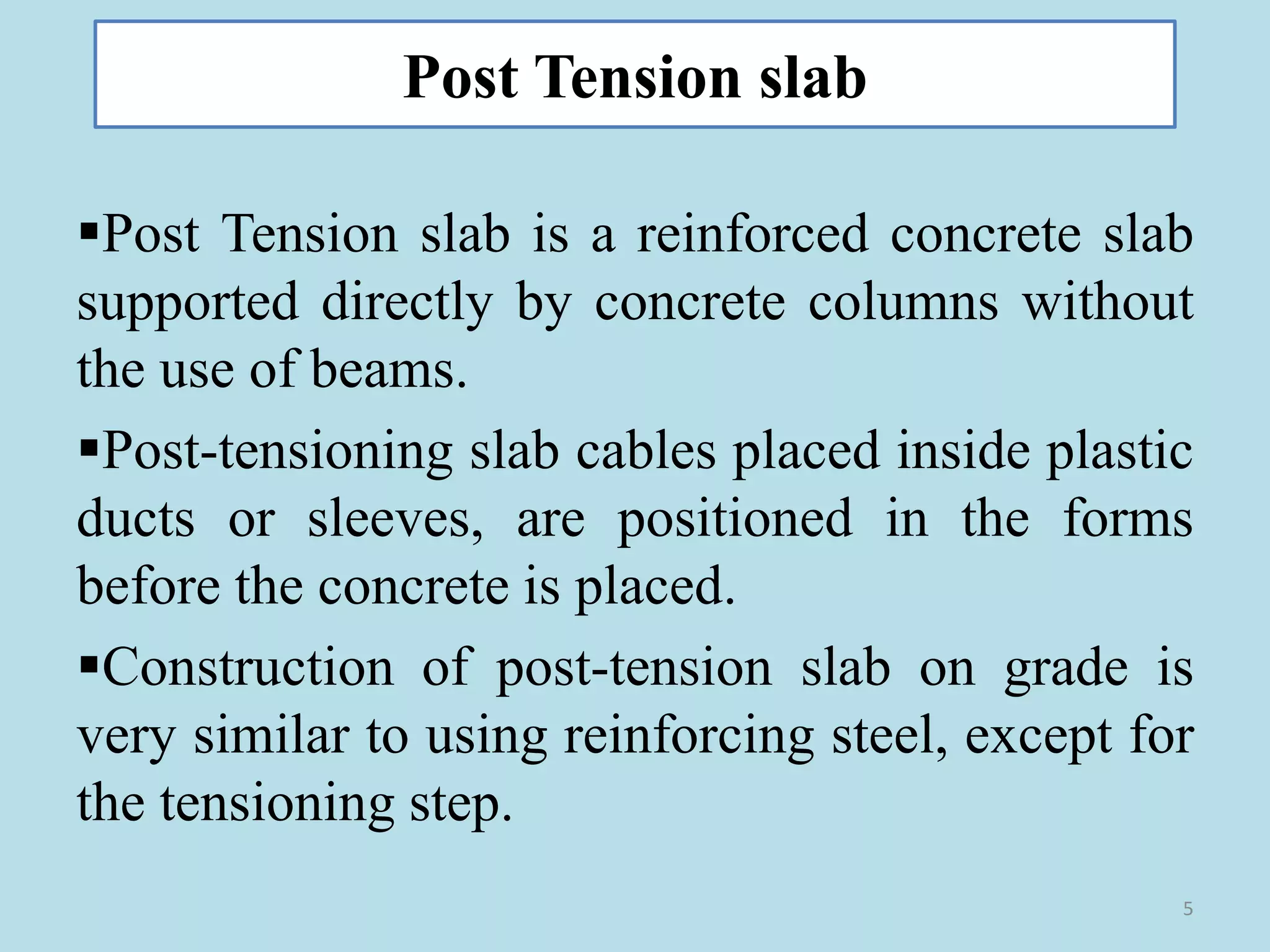 Construction of post tension slab | PDF
