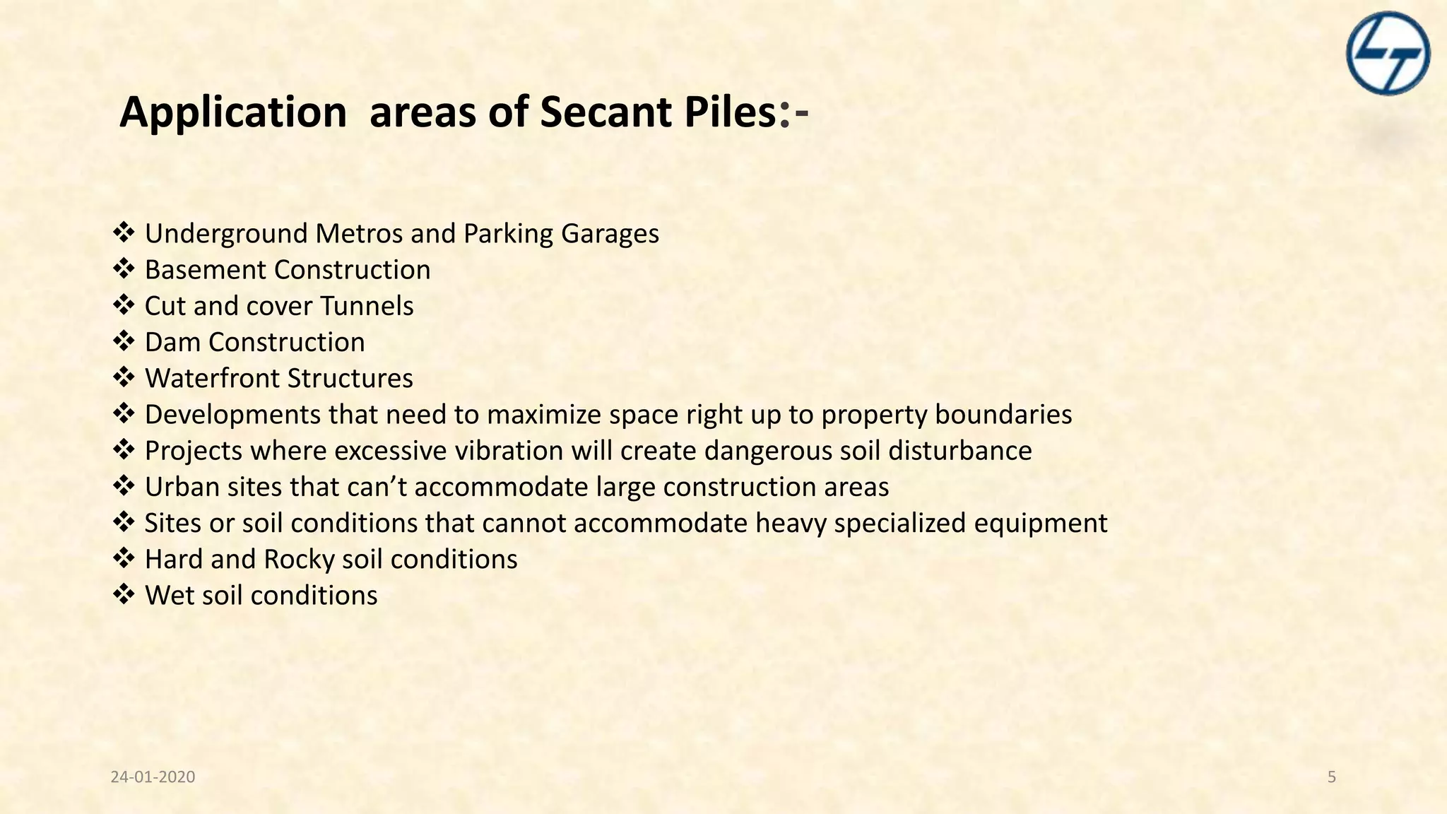 Construction of secant piles presentation | PPTX