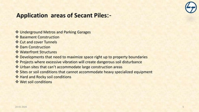Construction of secant piles presentation | PPTX | Civil Engineering ...
