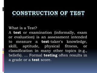 Construction of test | PPTX