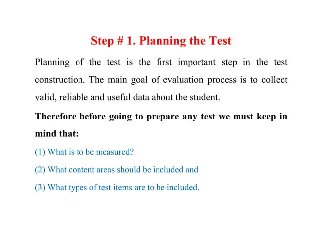 Construction of Test | PPTX | Standardized Testing | Educational Assessment