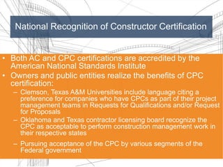 Constructor Certification - Benefits to Project Owners | PPT