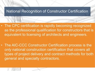 Constructor Certification - Benefits to Project Owners | PPT