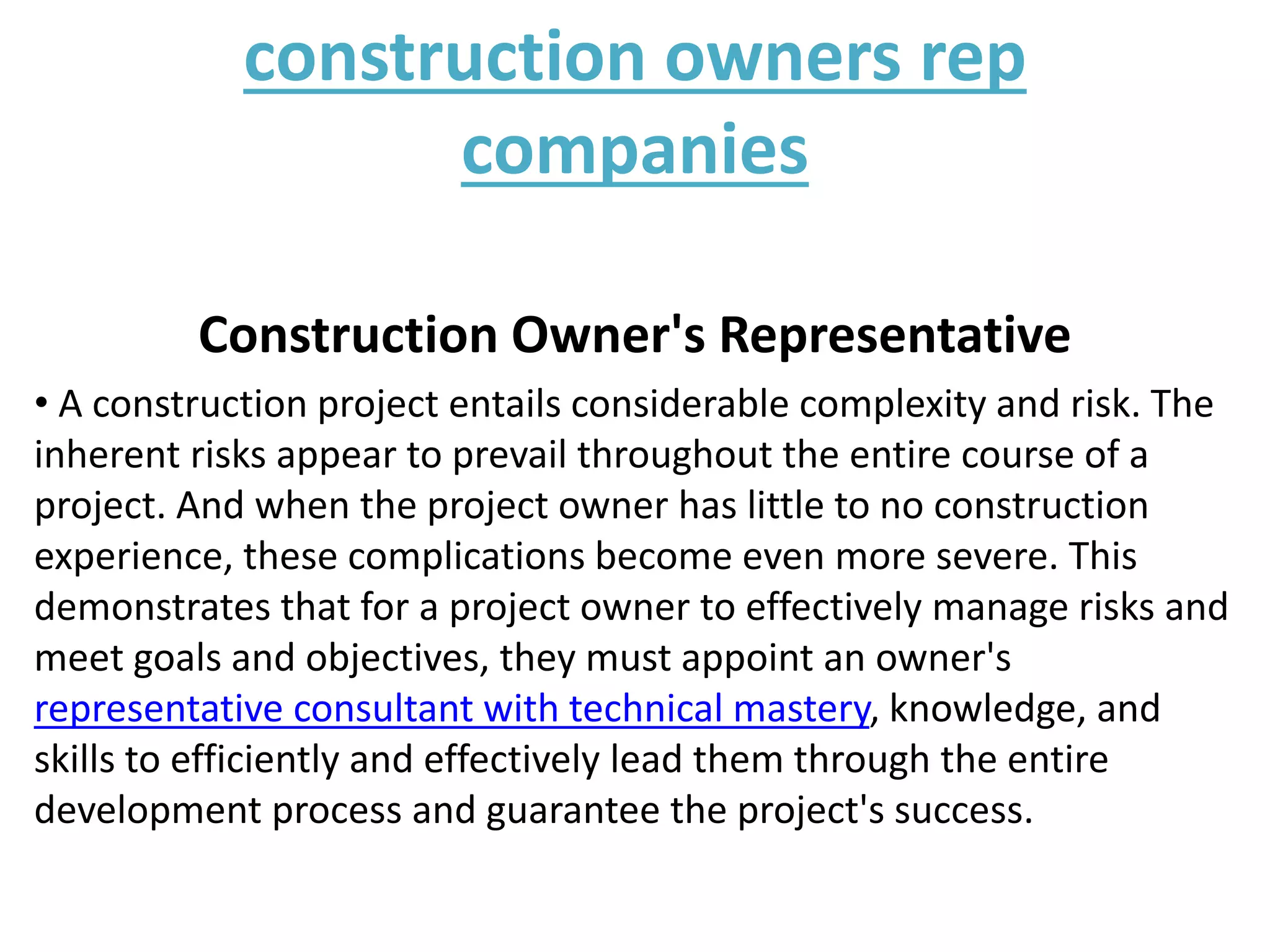 construction owners rep companies | PPTX