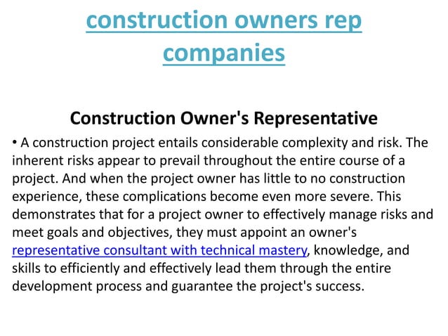 construction owners rep companies | PPT