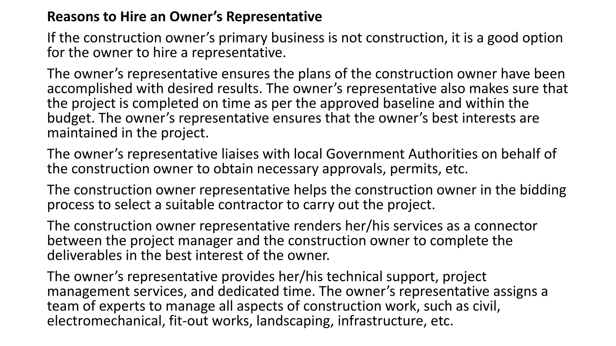 construction owners rep companies | PPTX