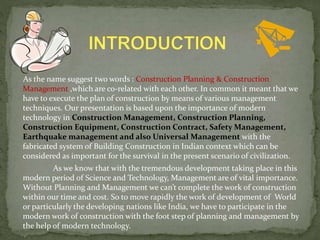 Construction planning & management | PPTX