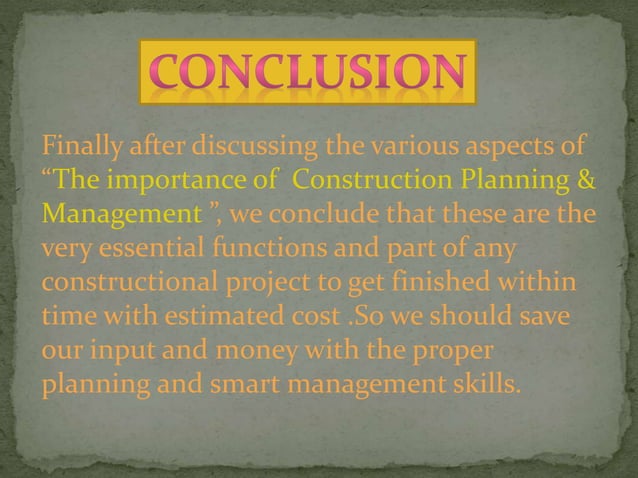Construction planning & management | PPTX