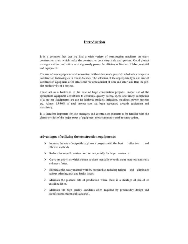 Construction plant and equipment notes | DOCX