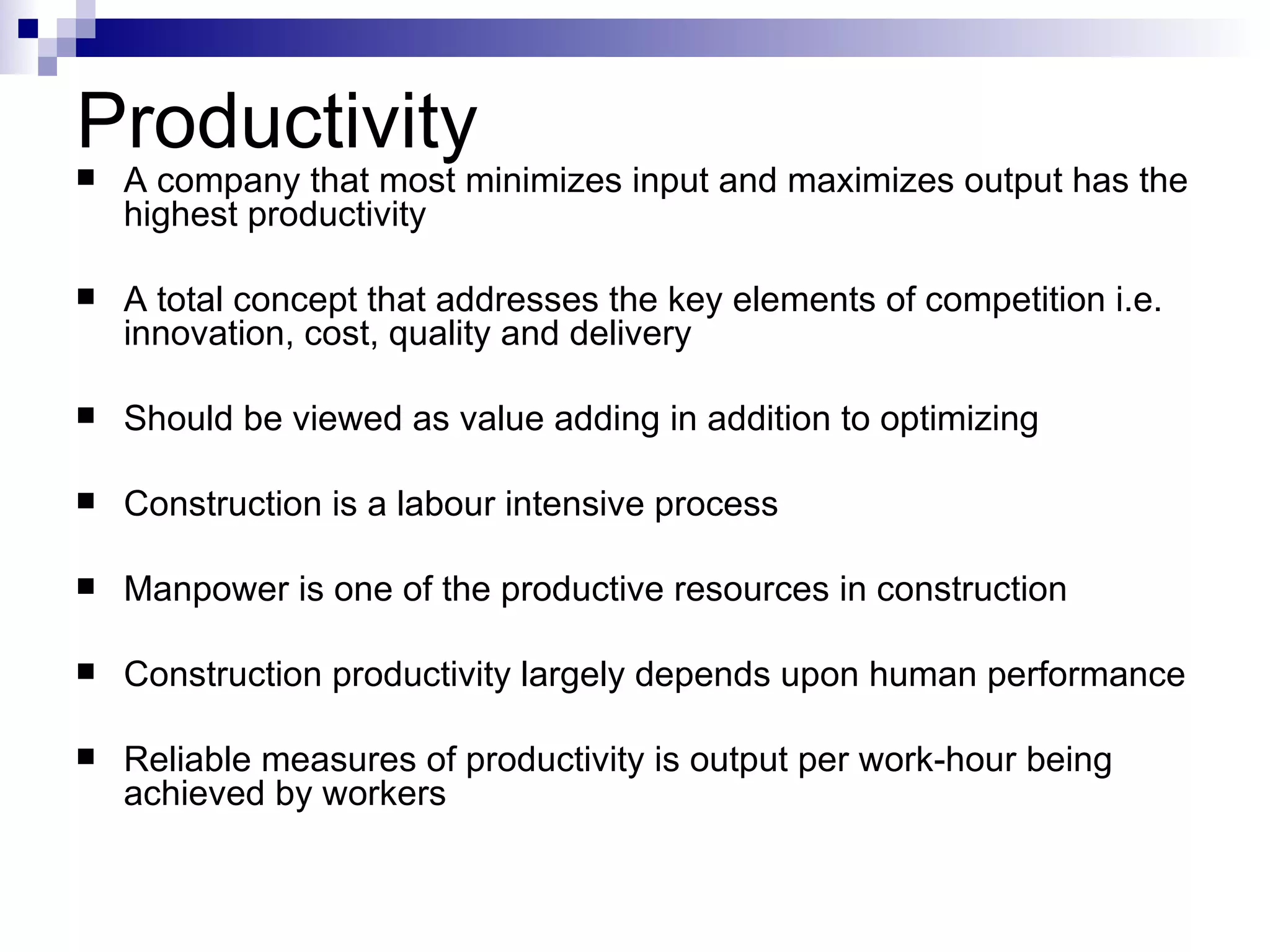 Construction productivity | PPT