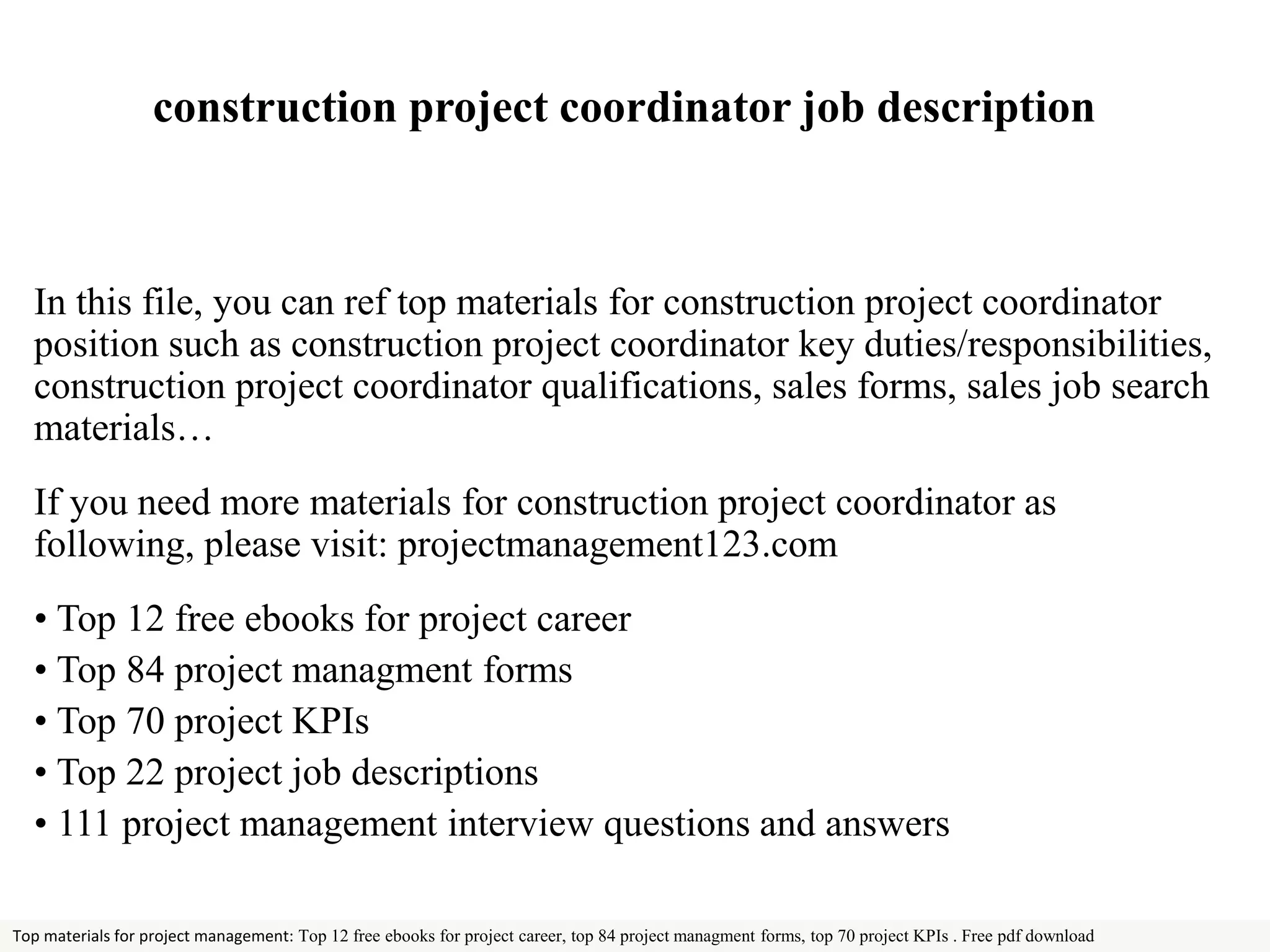 Construction project coordinator | PPT