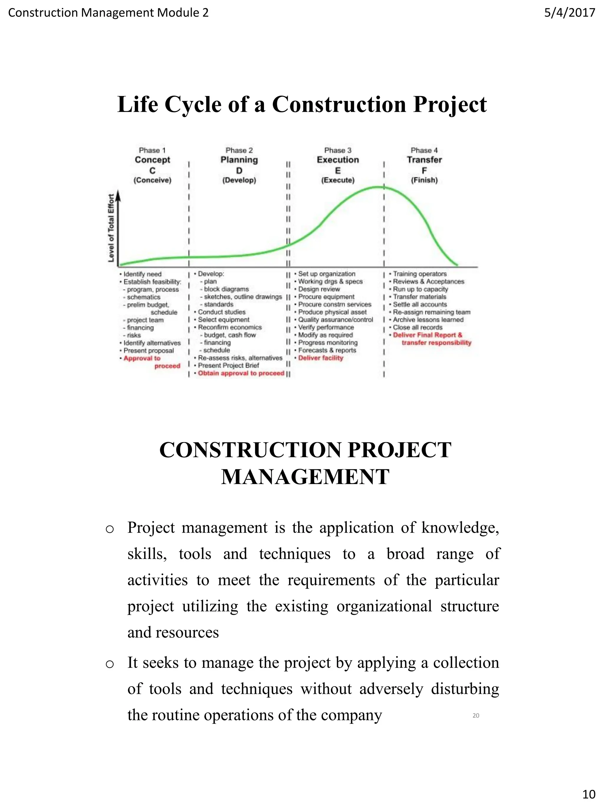 Construction project management - Life cycle of a construction project ...