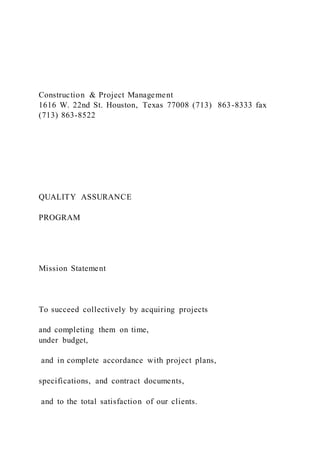 Construction & Project Management 1616 W. 22nd St. Houston | DOCX ...