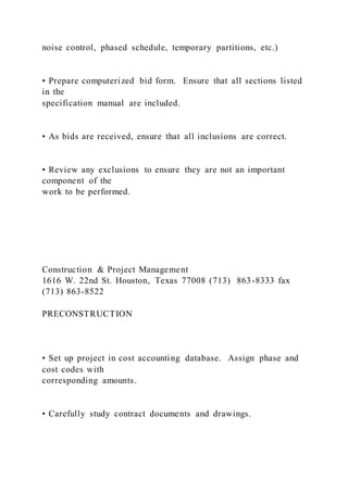 Construction & Project Management 1616 W. 22nd St. Houston | PDF