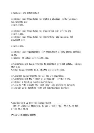 Construction & Project Management 1616 W. 22nd St. Houston | PDF