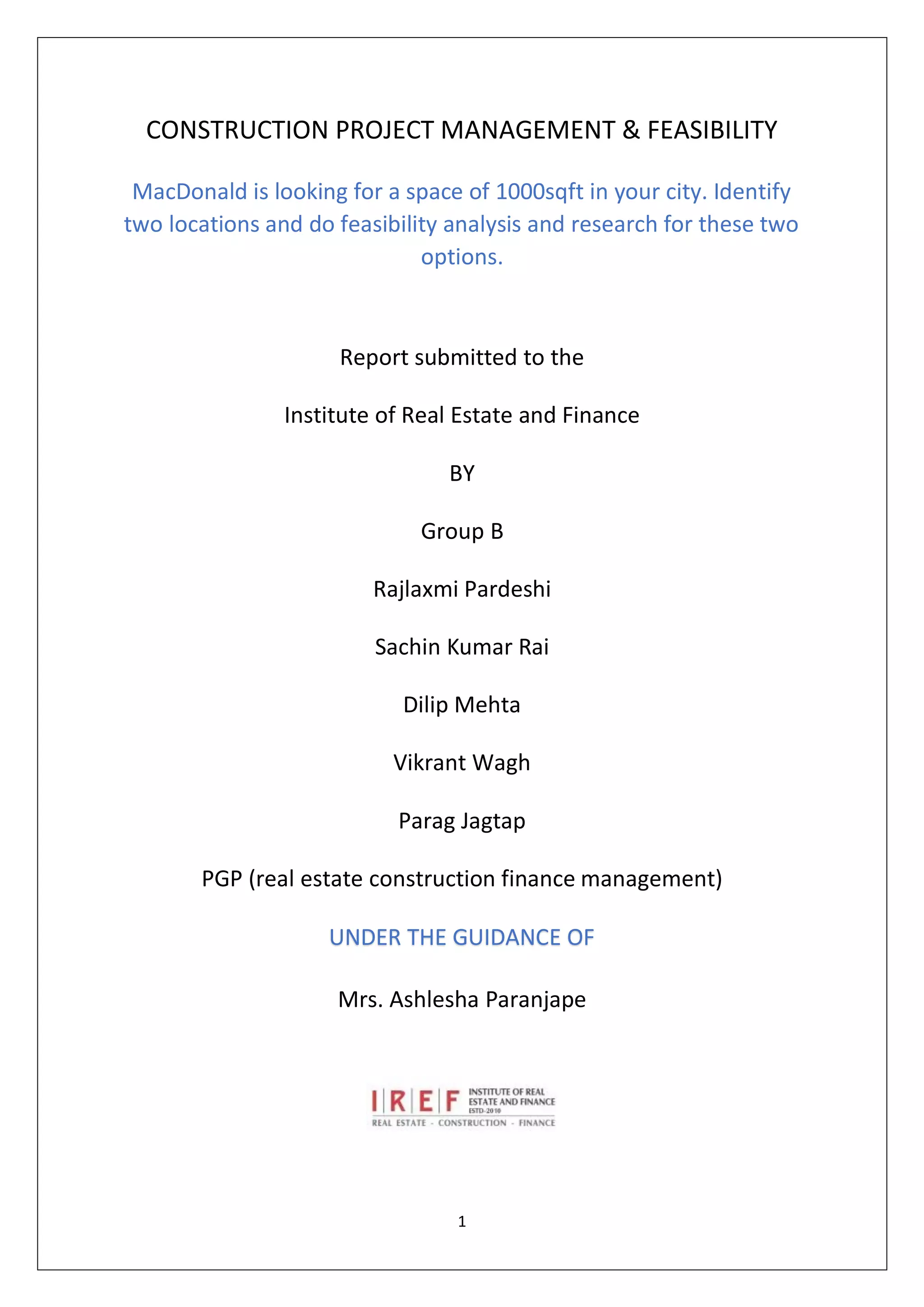 Construction project management & feasibility | PDF