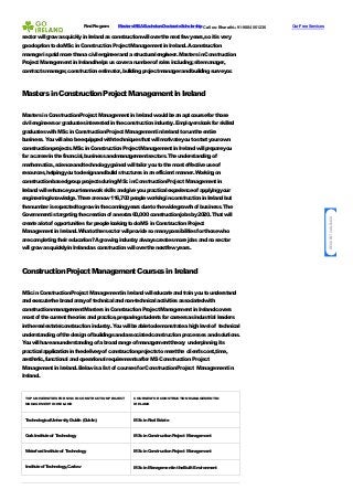 Masters in Construction Project Management