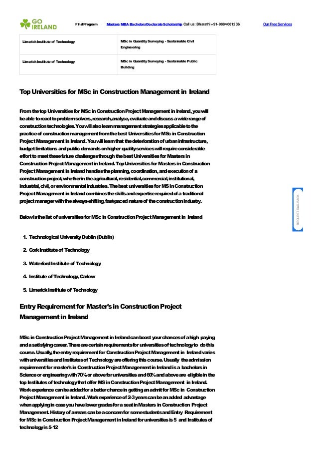 Masters in Construction Project Management