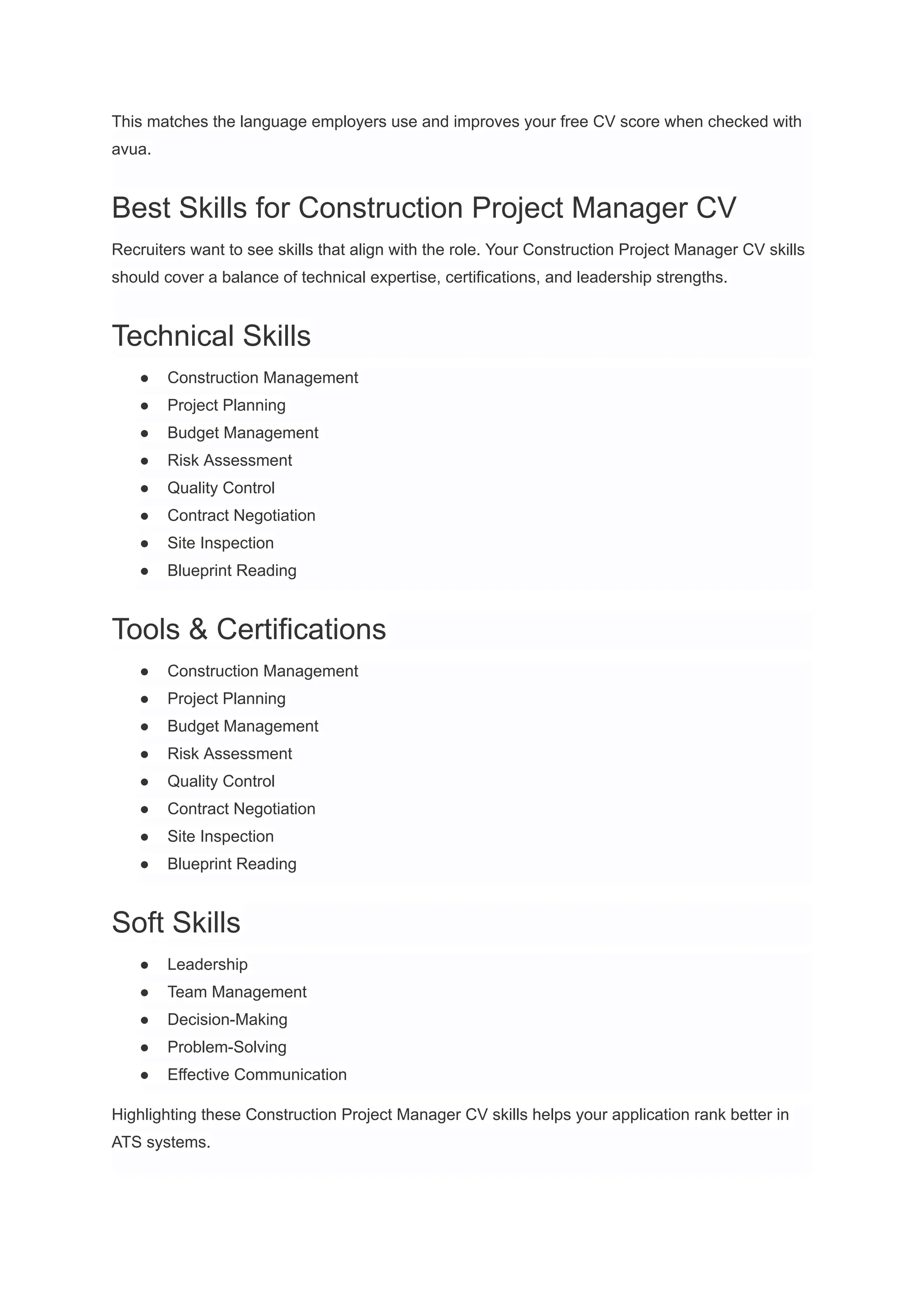Construction Project Manager Resume Examples & Writing Guide for 2025 | PDF