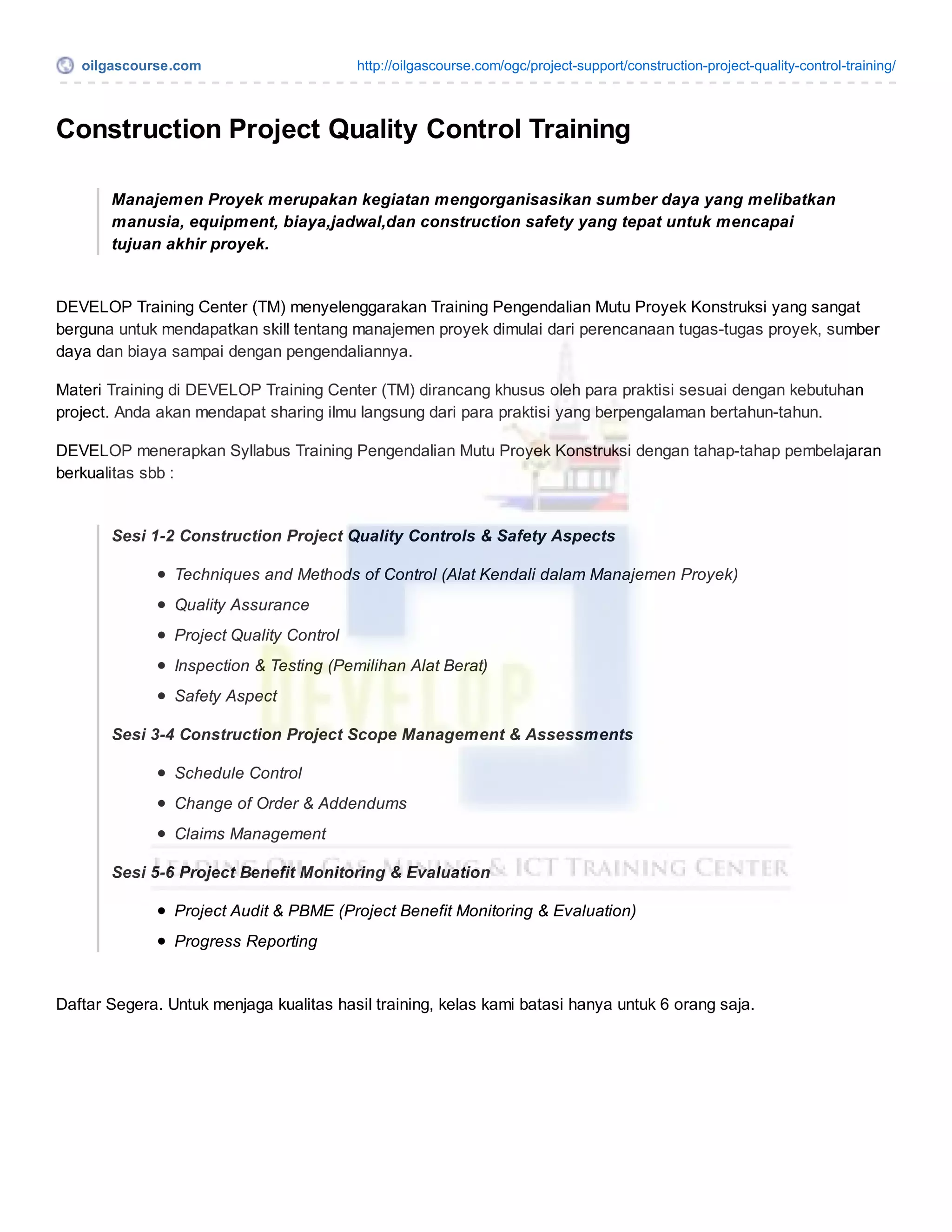 Construction project quality control training develop | PDF | Free Download