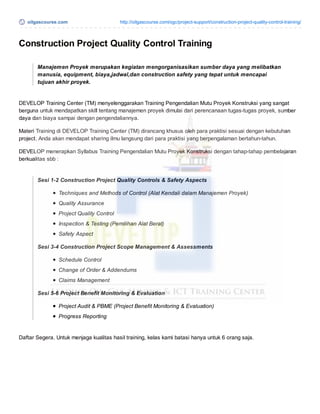 Construction project quality control training develop | PDF