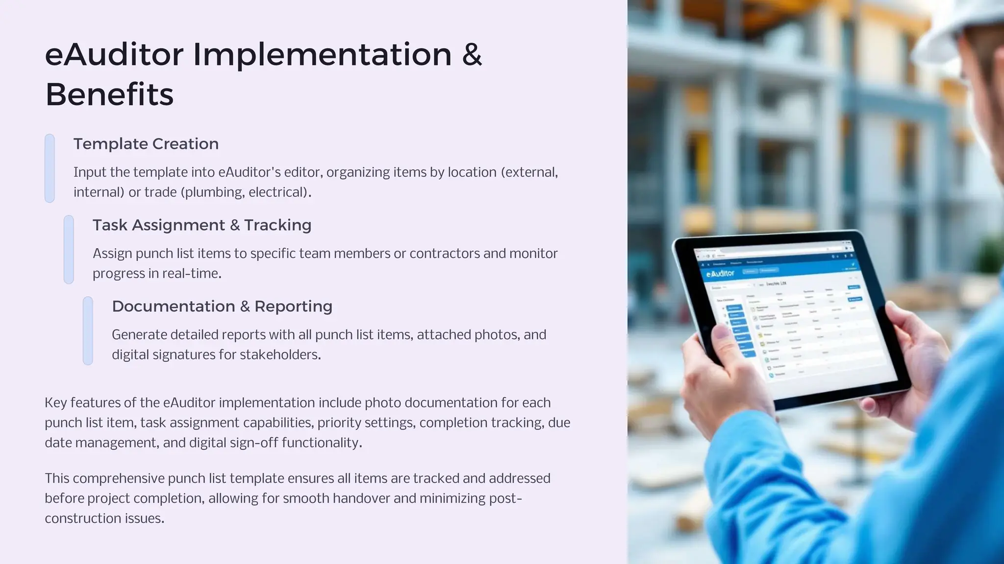 Construction Punch List Template with eAuditor Audits & Inspections | PDF