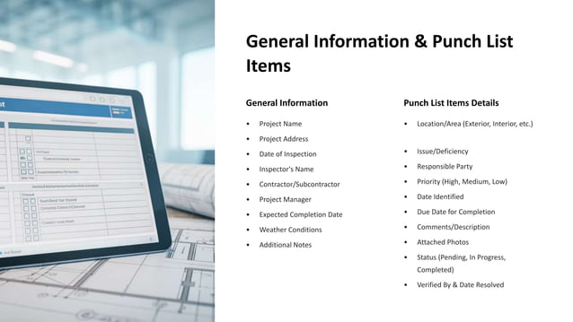 Construction Punch List Template with eAuditor Audits & Inspections | PDF