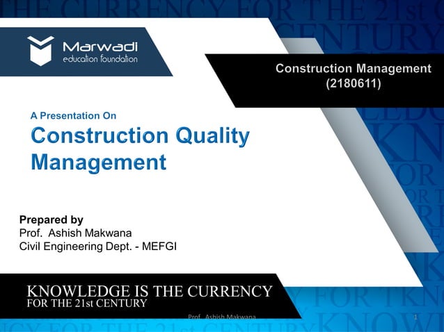 Construction quality management_Construction Management (2180611 ...