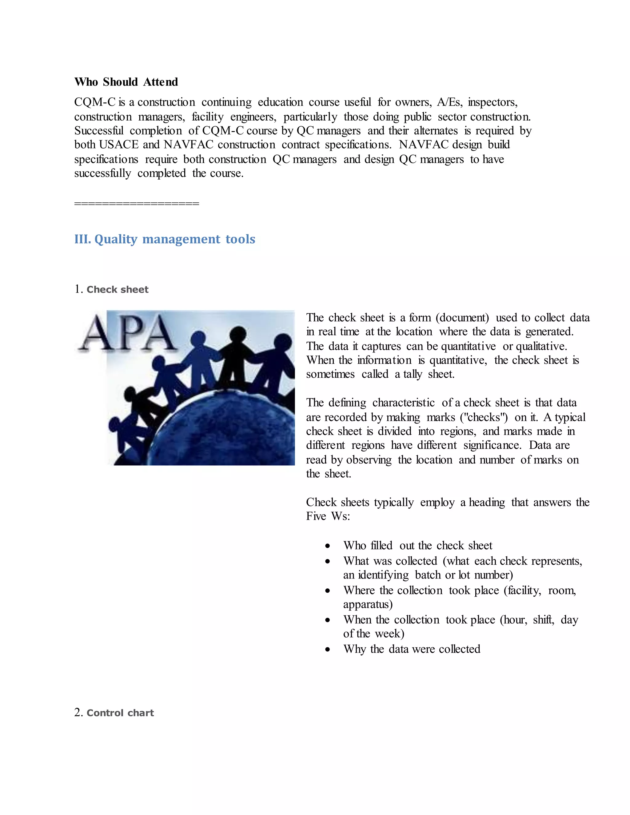 Construction quality management certification | DOCX