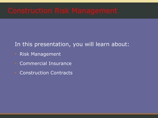 Construction Risk Management ABC's | PDF