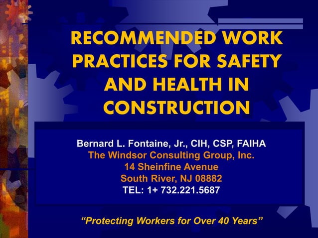 Recommended Practices for Safety and Health Programs in Construction | PPTX | Executive ...