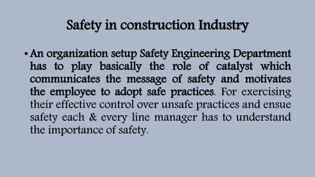 Construction Safety Management | PPTX | Civil Engineering Industry ...