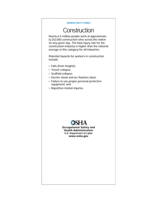 Construction safety pocket guide osha3252 | PDF