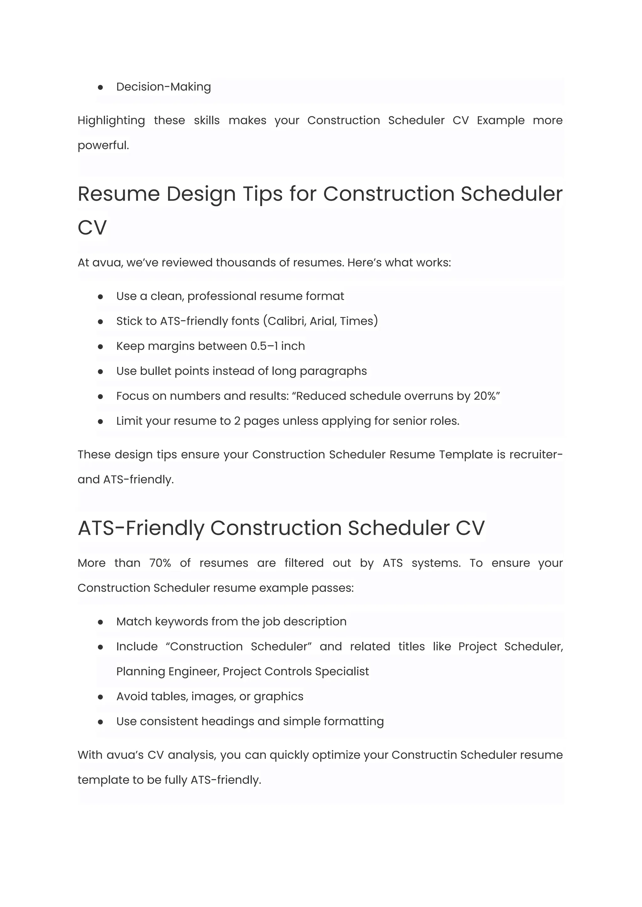 Construction Scheduler Resume Examples & Writing Guide for 2025 | PDF