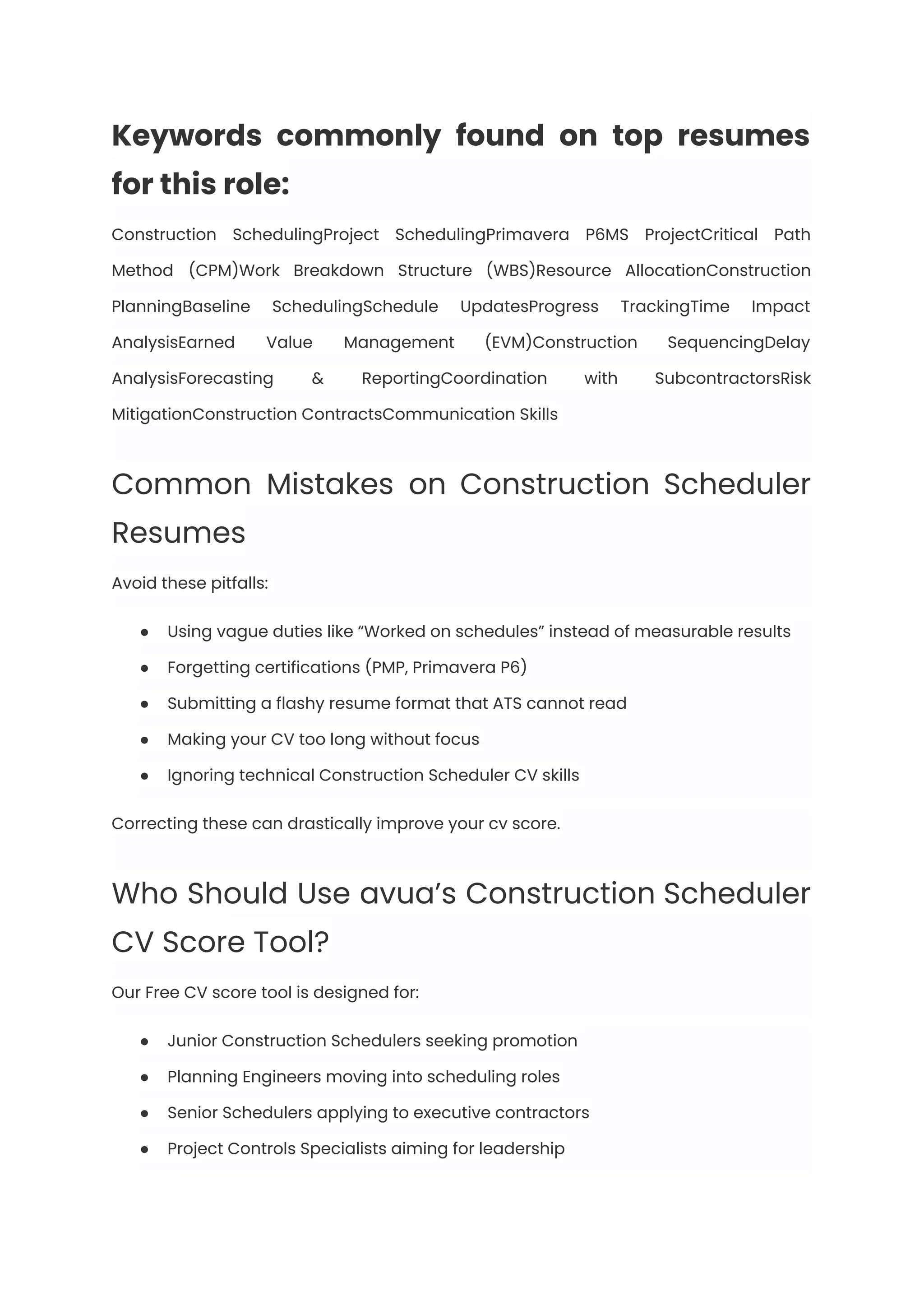 Construction Scheduler Resume Examples & Writing Guide for 2025 | PDF