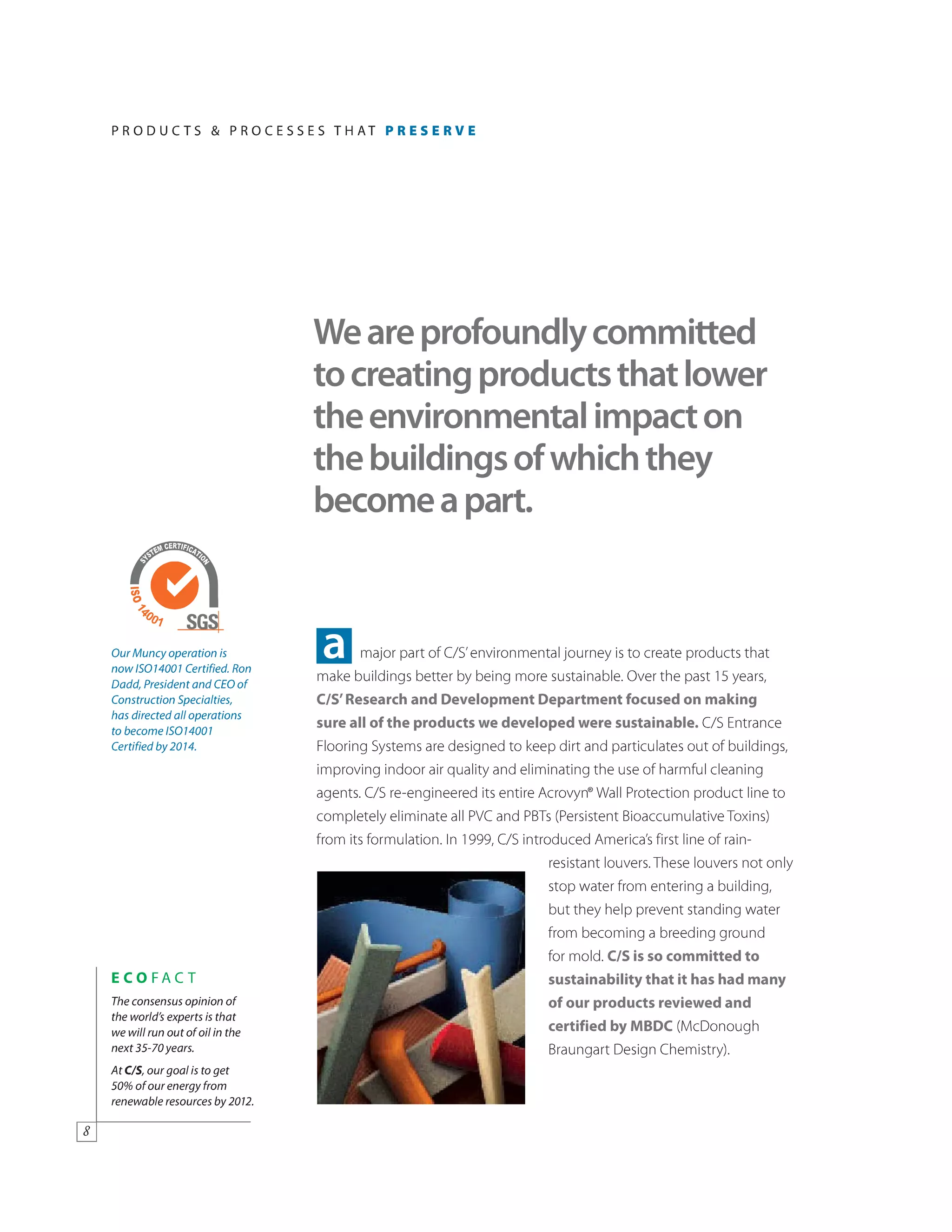Construction Specialties Environmental Position | PDF