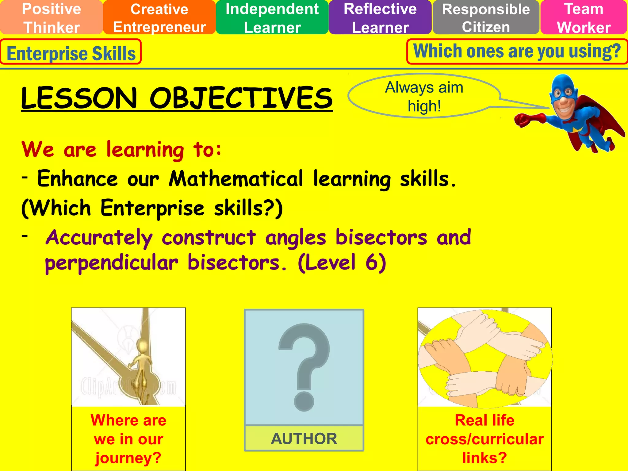 Constructions perpendicular and angle bisectors level 6 lesson | PPT