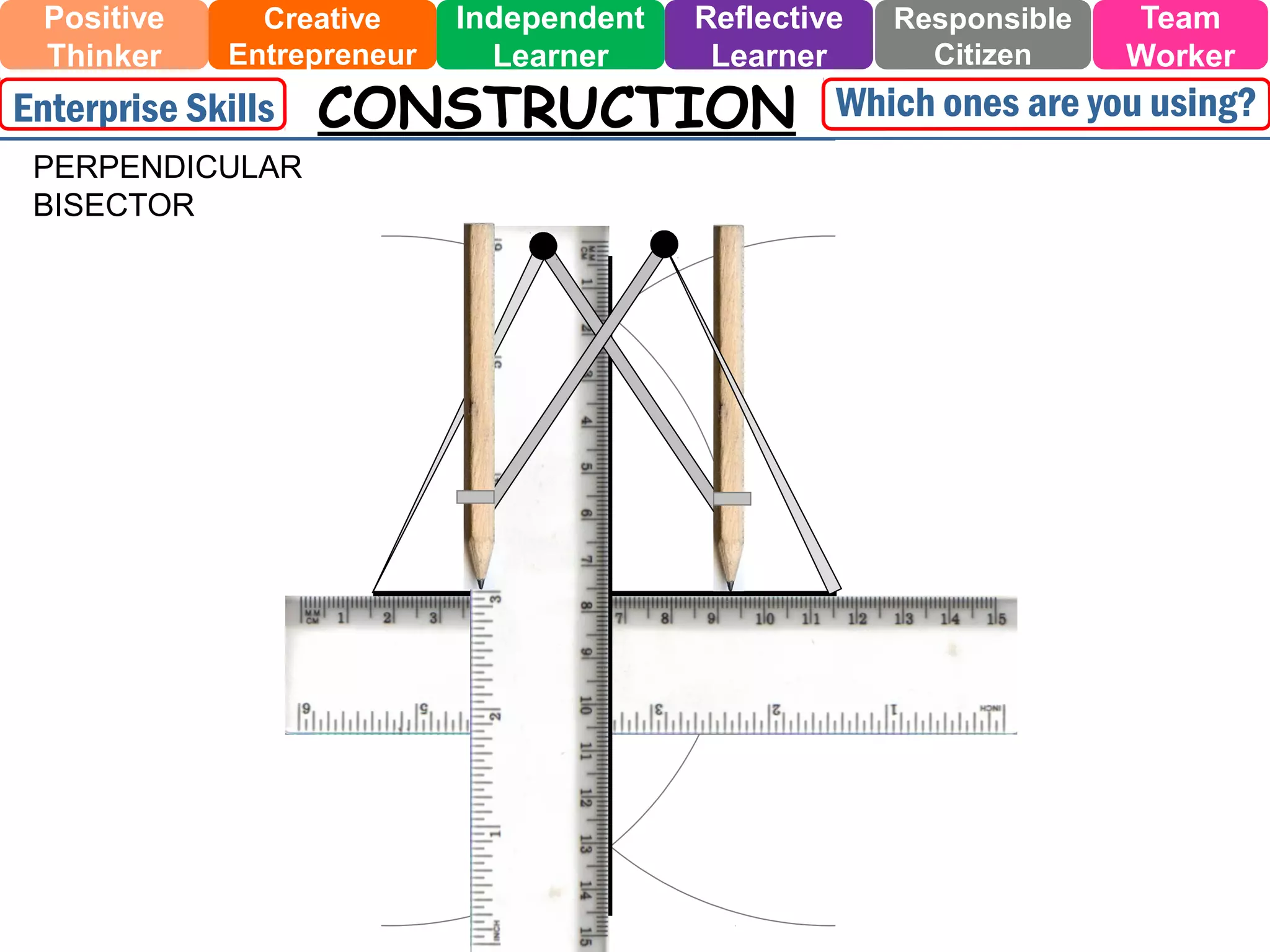 Constructions perpendicular and angle bisectors level 6 lesson | PPT
