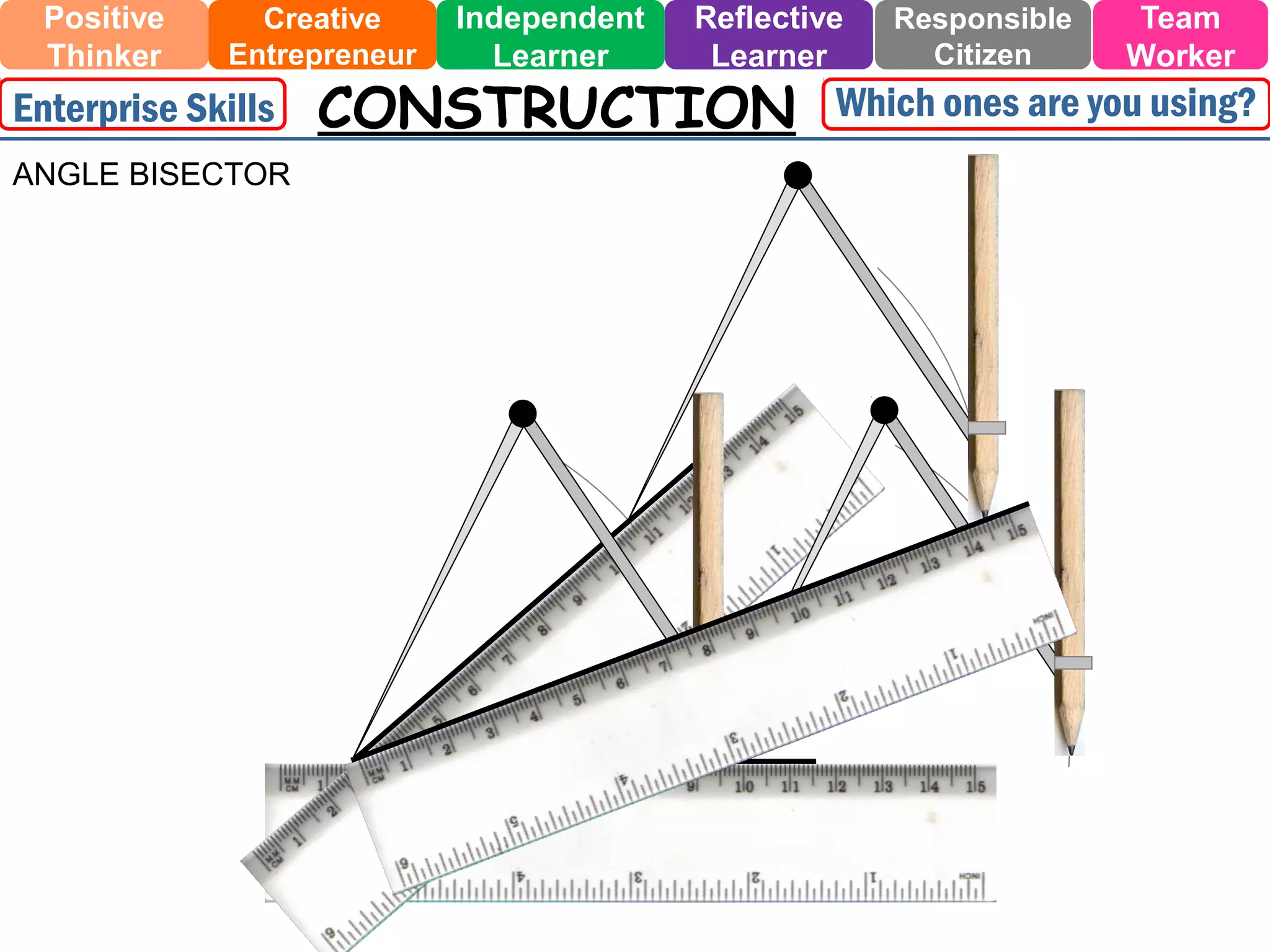 Constructions perpendicular and angle bisectors level 6 lesson | PPT