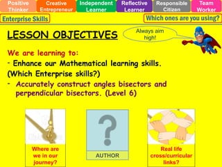 Constructions perpendicular and angle bisectors level 6 lesson | PPT