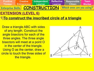 Constructions perpendicular and angle bisectors level 6 lesson | PPT