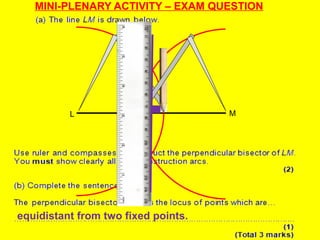 Constructions perpendicular and angle bisectors level 6 lesson | PPT