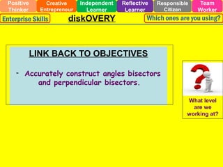 Constructions perpendicular and angle bisectors level 6 lesson | PPT