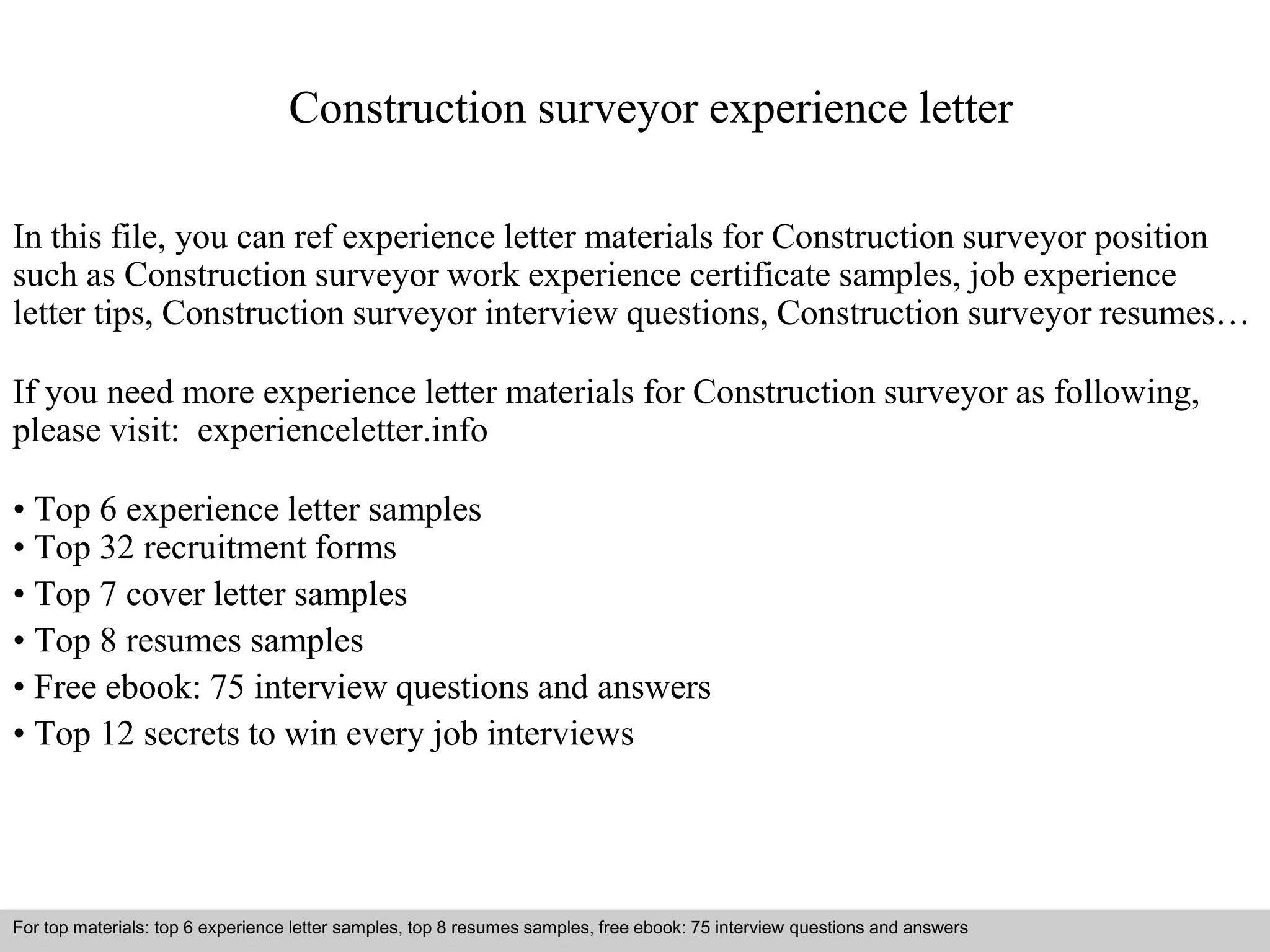 Construction surveyor experience letter | PPT