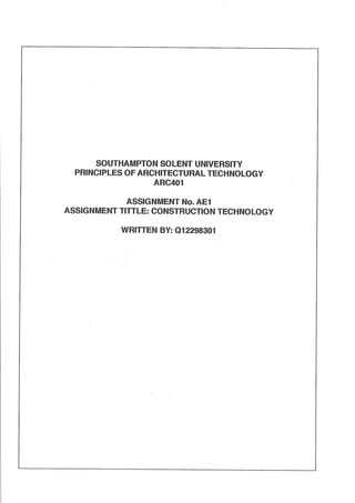 Construction technology assignment final submission | PDF