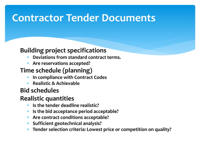 Construction tender process | PPTX