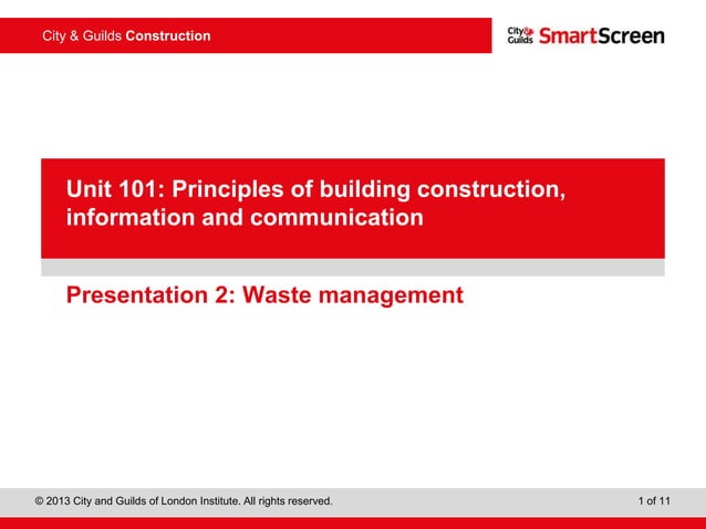 Unit 101 Level 1 Principles of building construction, information and ...