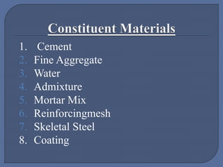 Construction using ferrocement | PPTX